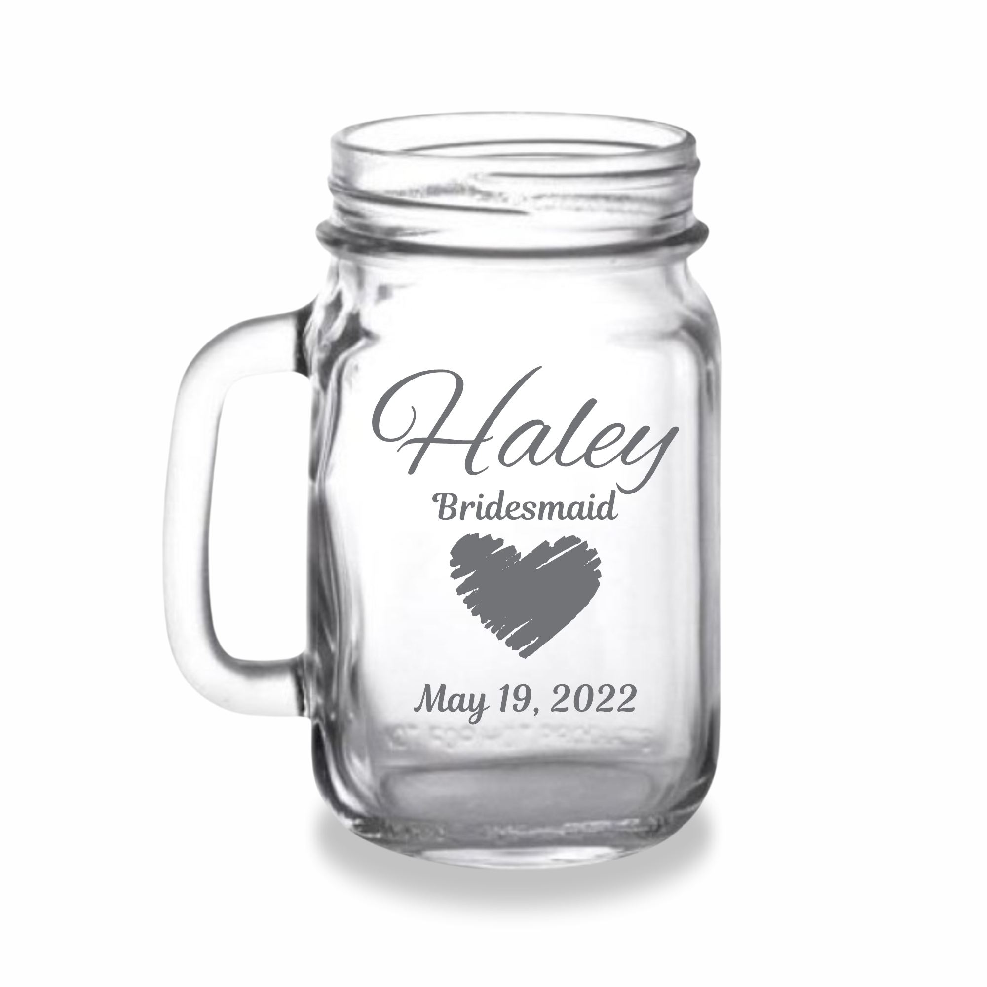 Heart | Personalized 16oz Mason Jar with Handle